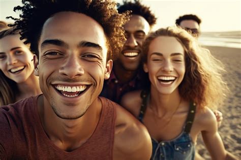 Premium Photo Fun In The Sun Multiethnic Youth Enjoying Beach Vacations Generative Ai Illustration