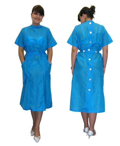 Nylon Kittel Schürze Kleid hinten geknöpft 44 Schürze Kleidung Kleider