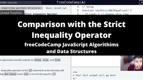 Comparison With The Strict Inequality Operator Basic JavaScript