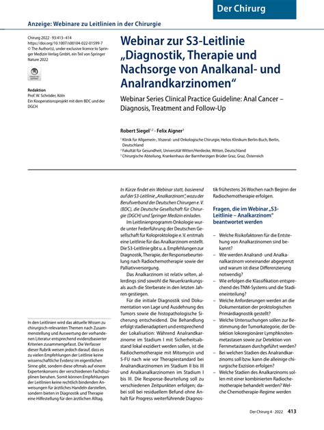 PDF Webinar Zur S3 Leitlinie Diagnostik Therapie Und Nachsorge Von