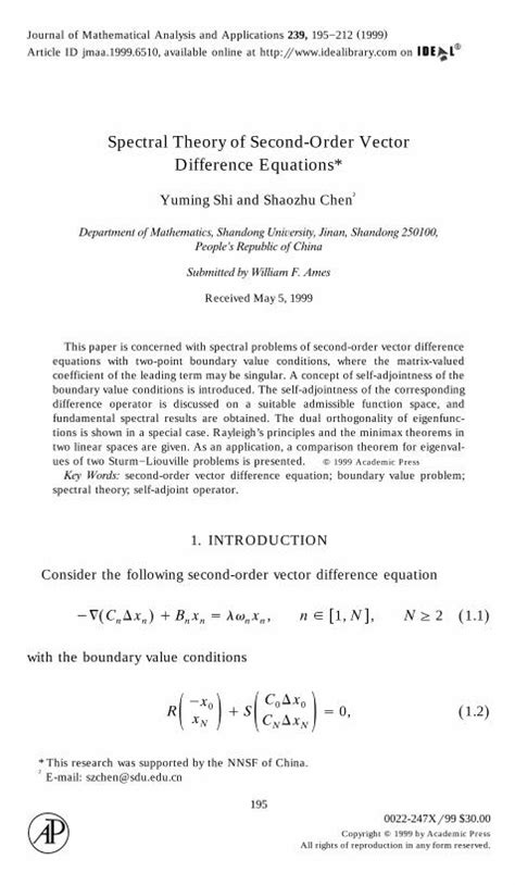 pdf spectral theory of second order vector difference equations dokumen tips