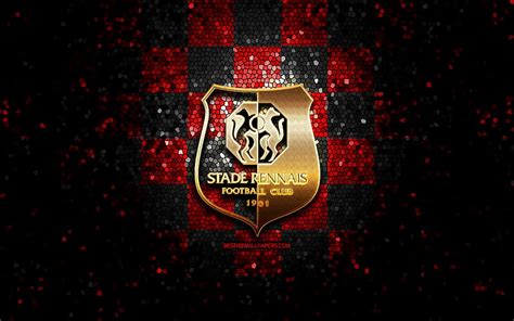 Stade Rennais FC Glitter Logo Ligue 1 Red Black Checkered Background