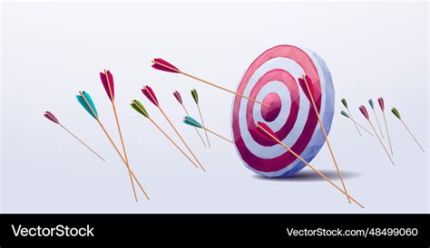 Many Arrows Missed Hitting Target Mark Royalty Free Vector