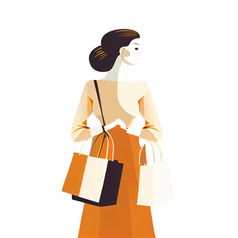 Flat Woman Holding Shopping Bags Cartoon Wallpaper Modern Design For