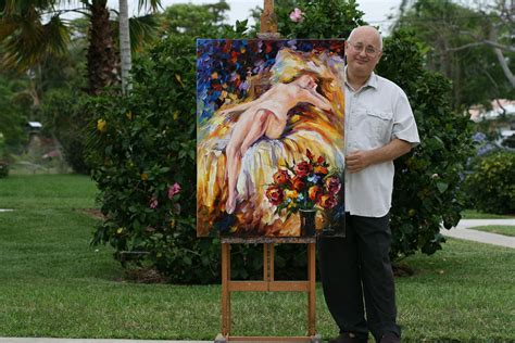 Leonid Afremov with his painting Naked Soul 2009 Leonid Afrémov