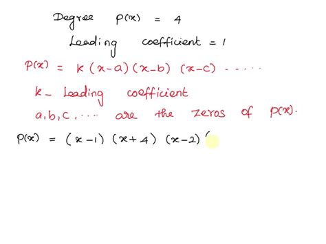 solved write a polynomial equation p x in factored form given the following requirements