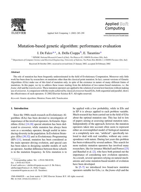 pdf mutation based genetic algorithm performance evaluation