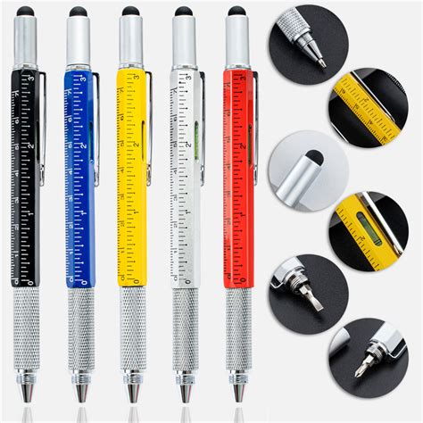 Nova 6 IN 1 Caneta esferográfica multifuncional ferramenta de