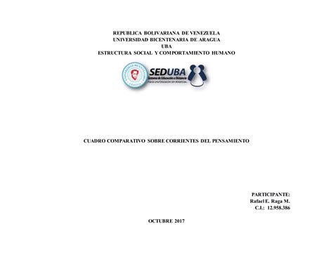 Cuadro Comparativo Sobre Corrientes Del Pensamiento PPT