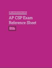 Ap Computer Science Principles Exam Reference Sheet And Study Course