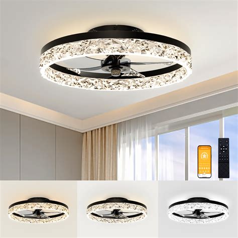 VOLISUN Low Profile Ceiling Fan With Lights And Remote 19 7in Modern
