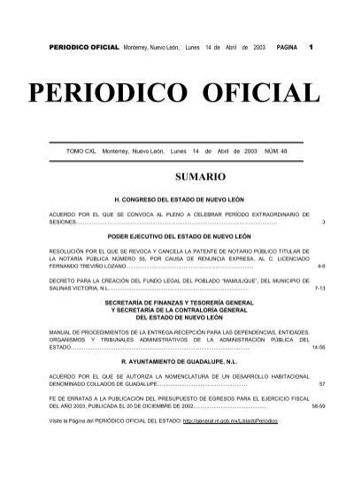 PERIODICO OFICIAL Gobierno del Estado de Nuevo León
