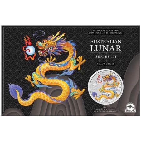 Srebrna Moneta Lunar III Rok Smoka 2024 Yellow 1 Uncja ANDA