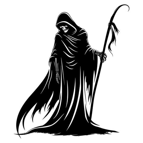 Premium Vector Silhouette Grim Reaper Black Color Only Full Body Body