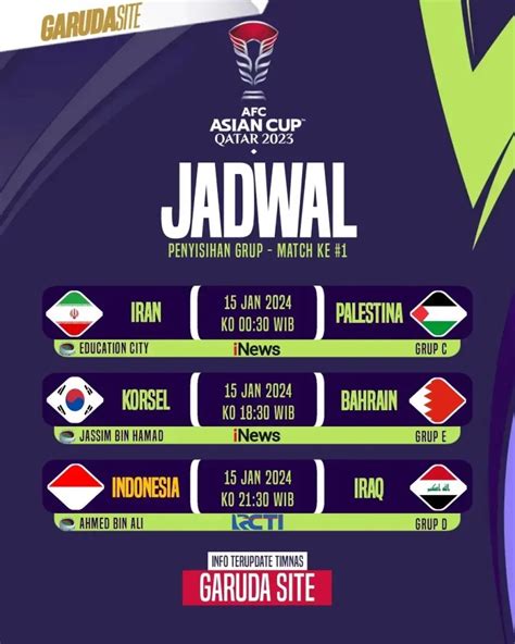 Berikut Jadwal Dan Link Nonton Piala Asia 2023 Timnas Indonesia Vs Irak