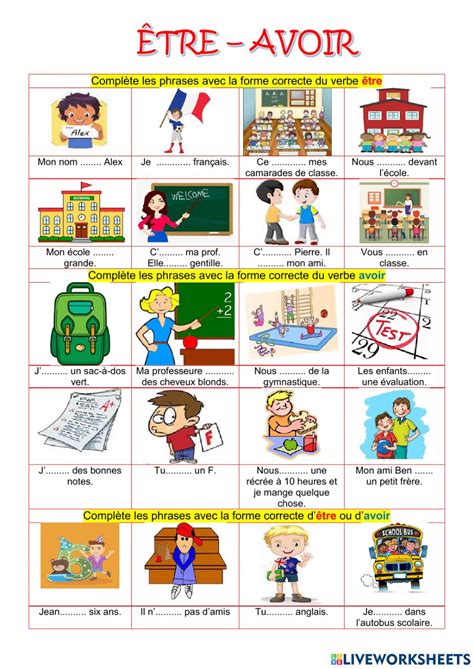 Verbes Tre Ou Avoir Online Worksheet For Cole Primaire You Can