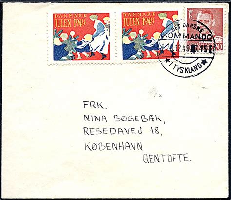 20 øre Fr IX og Julemærke 1949 i parstykke på lille brev