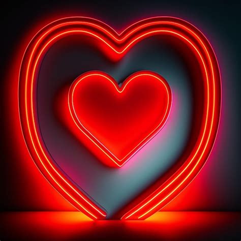 Un corazón de neón se ilumina con la palabra amor Foto Gratis