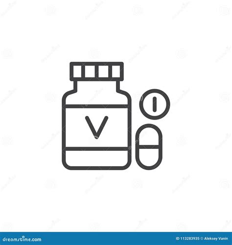 Vitamin Pills Bottle Outline Icon Stock Vector Illustration Of