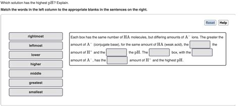 Solved Which Solution Has The Highest PH Explain Match Chegg