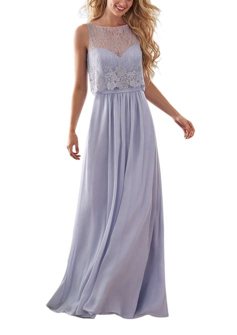 Loveonly Women S High Scoop Neckline Sleeveless Lace Chiffon Pleated A