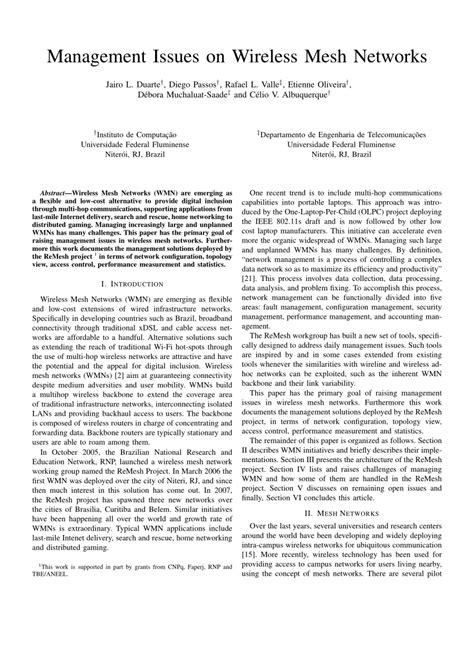 pdf management issues on wireless mesh networks