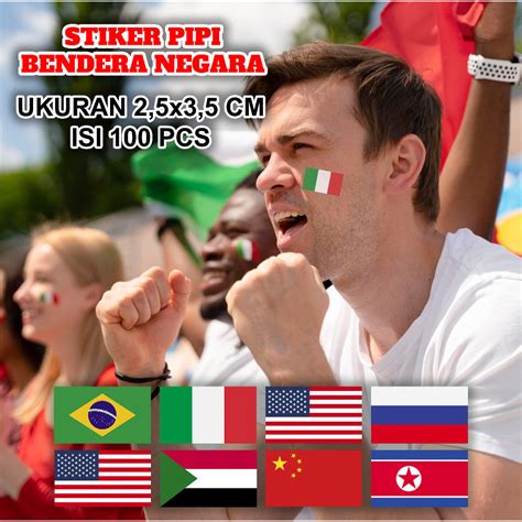 Jual Sticker Pipi Bendera Negara Isi Pcs Tempelan Pipi Bendera