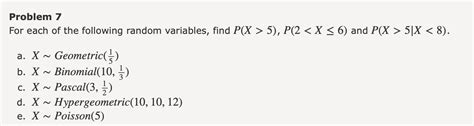 solved problem 7 for each of the following random variables