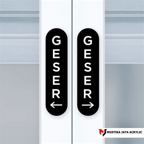 Jual COD Akrilik Sticker Stiker Buka Pintu Push Pull Dorong