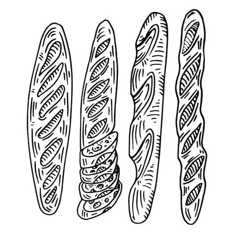 Icône De Doodle Contour Dessiné Main Baguette Française Vecteur Premium