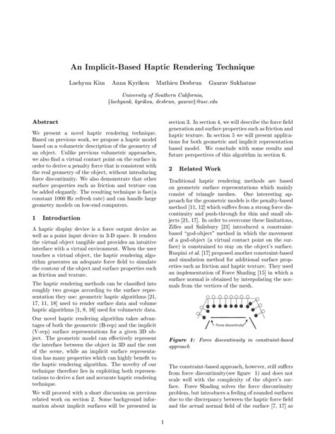 pdf an implicit based haptic rendering technique