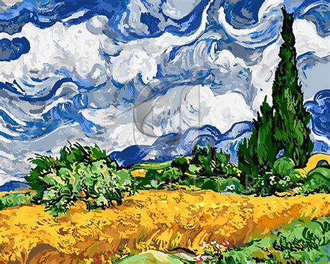 Malowanie Po Numerach Vincent Van Gogh Pole Pszenicy Z Cyprysami