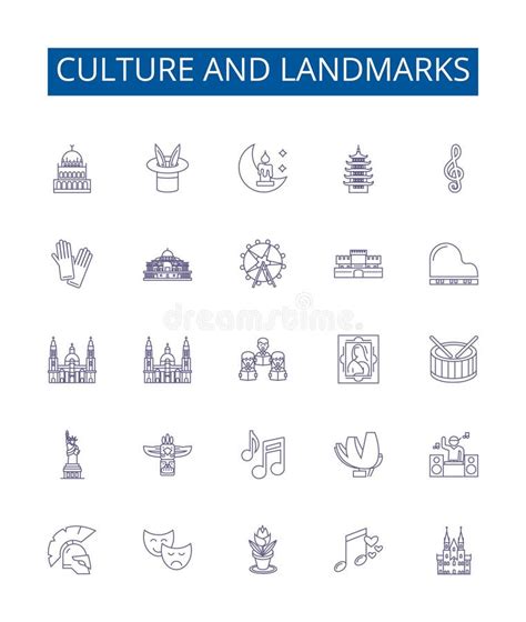 Culture And Landmarks Line Icons Signs Set Design Collection Of