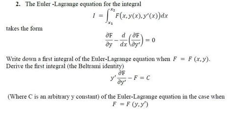 Solved 5F X1 2 The Euler Lagrange Equation For The Chegg