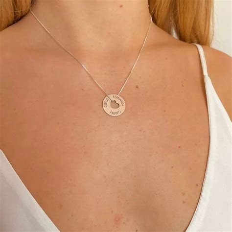 Colar Mandala até 3 Nomes Personalizados 1 Coração Folheadas a