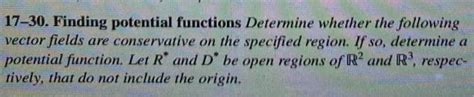 solved 17 30 finding potential functions determine whether