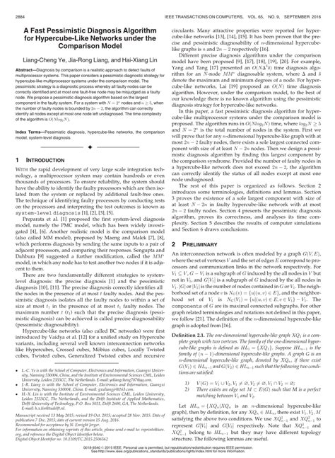 pdf a fast pessimistic diagnosis algorithm for hypercube like networks under the comparison model