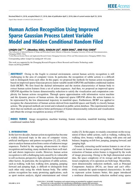 pdf human action recognition using improved sparse gaussian process latent variable model and