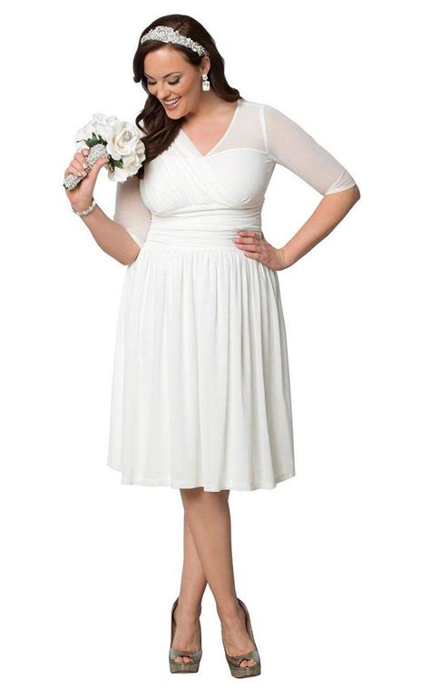 Plus Size Knee Length Gown With Half Sleeves And Ruffles