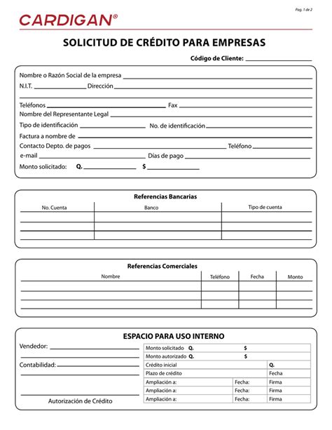 Formato Solicitud De Credito