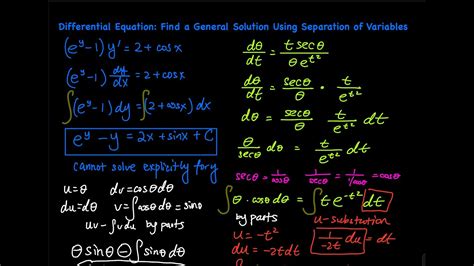 9 3 part 3 8 general solution of differential equation using separation of variables integral