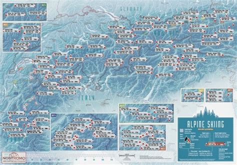 STATIONS DE SKI DES ALPES carte murale à gratter Maps International