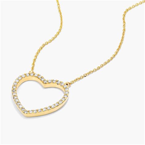 14K Yellow Gold Open Heart Diamond Necklace 81681y14