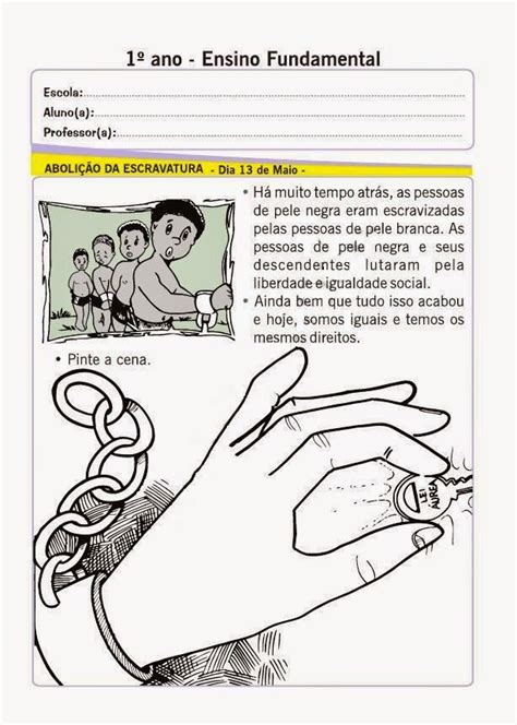 O Mundo Colorido Aboli O Dos Escravos Atividades Aboli O Da