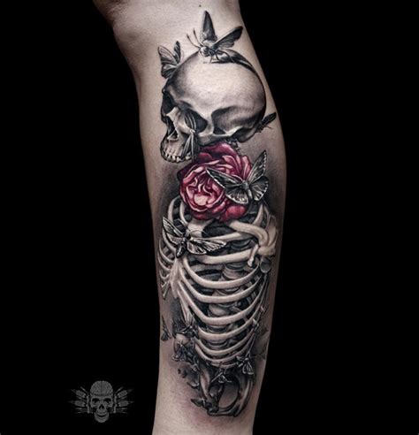 Skeleton With Pink Rose Moths