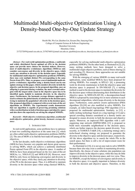 pdf multimodal multi objective optimization using a density based one