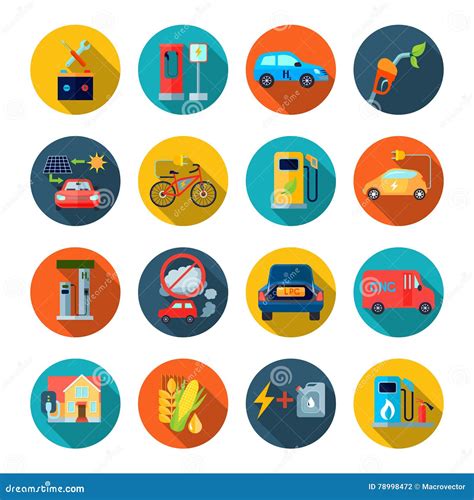Alternative Energy Round Icons Set Stock Vector Illustration Of Icons