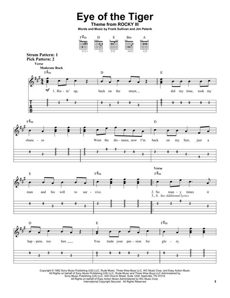 Guitar Chords For Eye Of The Tiger