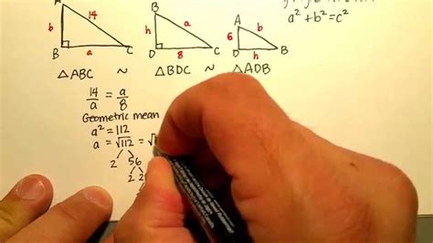 triangles similar right triangles geometric mean youtube