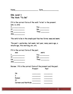Fillable Online Instruction Greenriver ESL Level 1 Instructiongreen